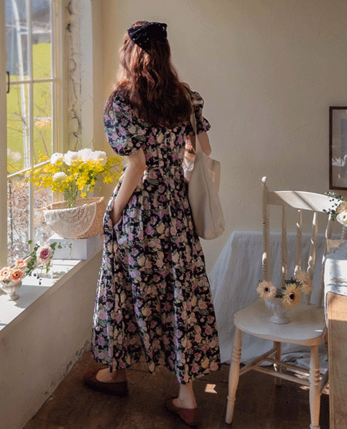 [[LABEL] 아트랑스 봄로즈 엣지핏 퍼프 원피스 [size:F(55~66)]]