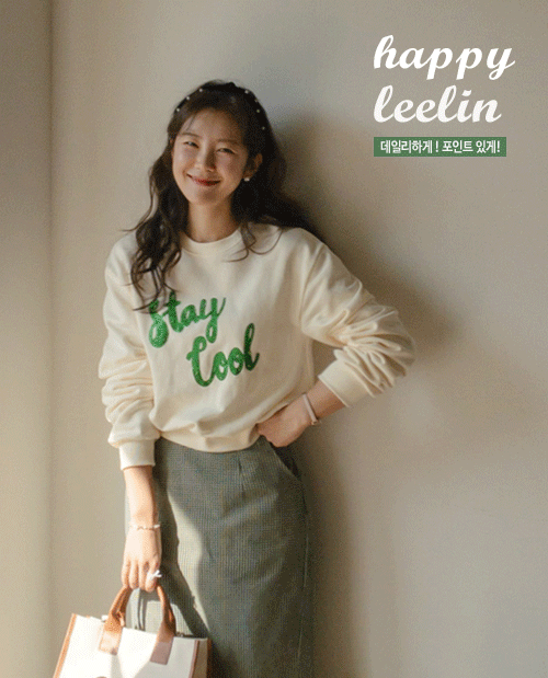 [[LABEL] 그린북 로맨틱 블링펄 프린팅 맨투맨티 [size:F(55~66반)]]