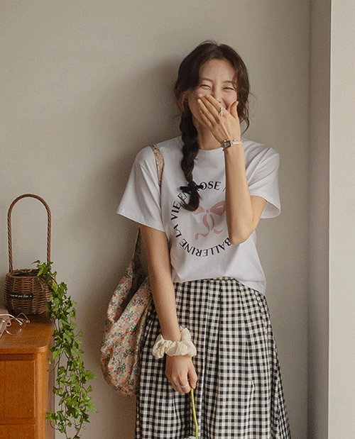 [[LABEL] 라비 러블리 리본 반팔티[size:F(55~66)]]