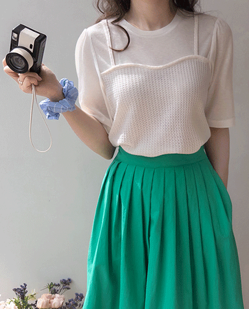 [[LABEL] 로델라 와플짜임 뷔스티에 티셔츠[size:F,1]]