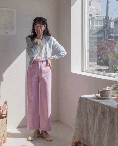 [클로디 퓨어 아일릿카라 레이스 핀턱 블라우스 [size:F(55~66)]]